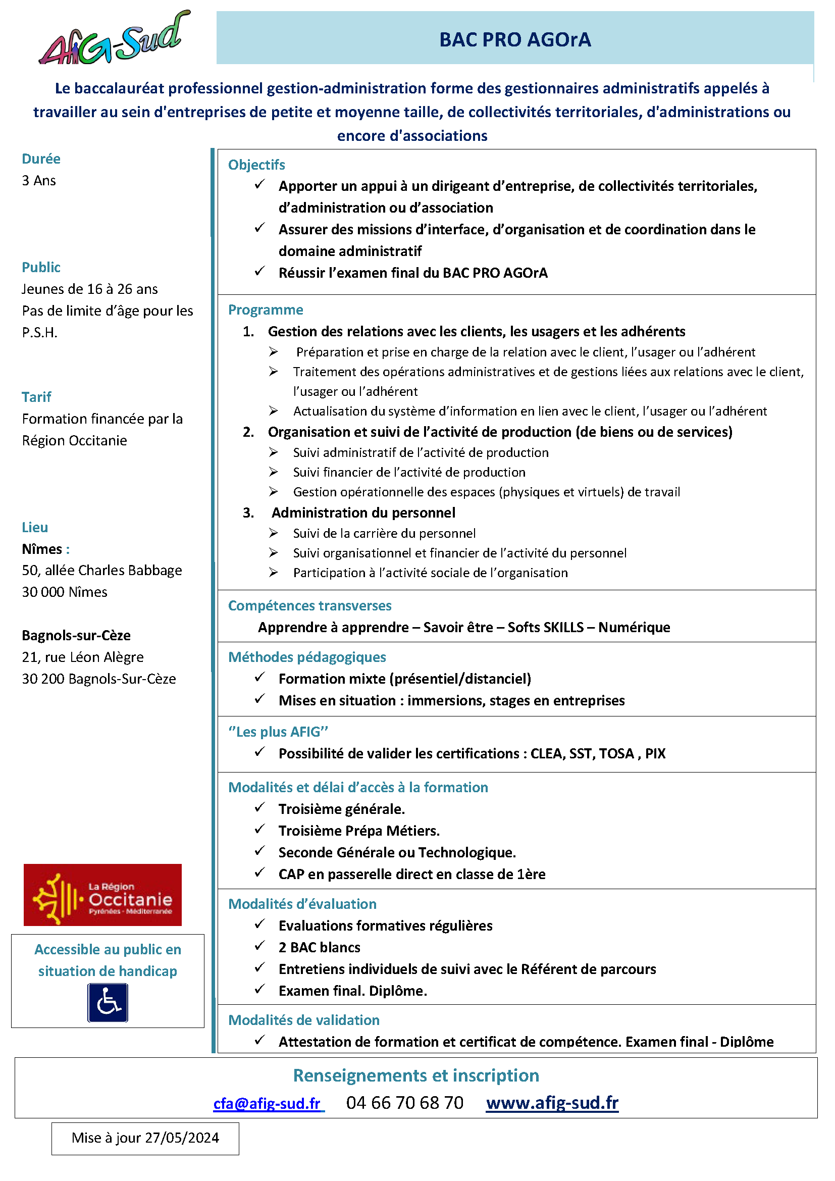 BAC PRO AGOrA - Afig-Sud